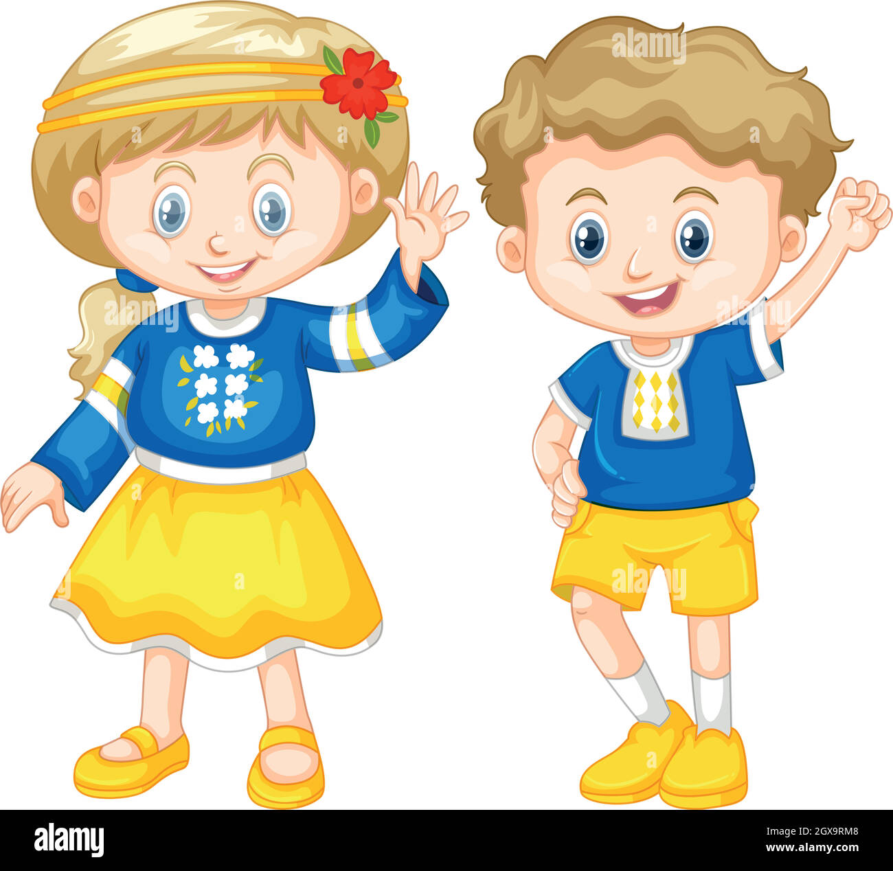 Kids Waving Hello Clipart