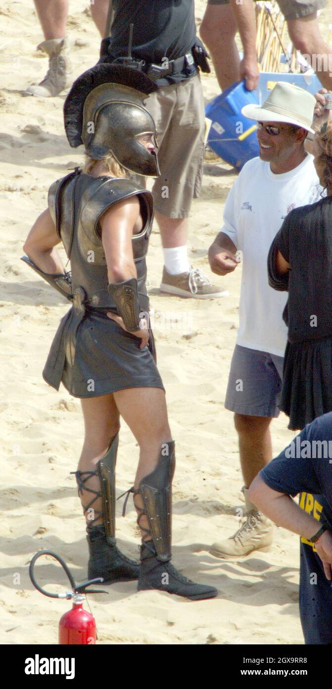 Brad Pitt on the set of Troy in Malta Stock Photo - Alamy
