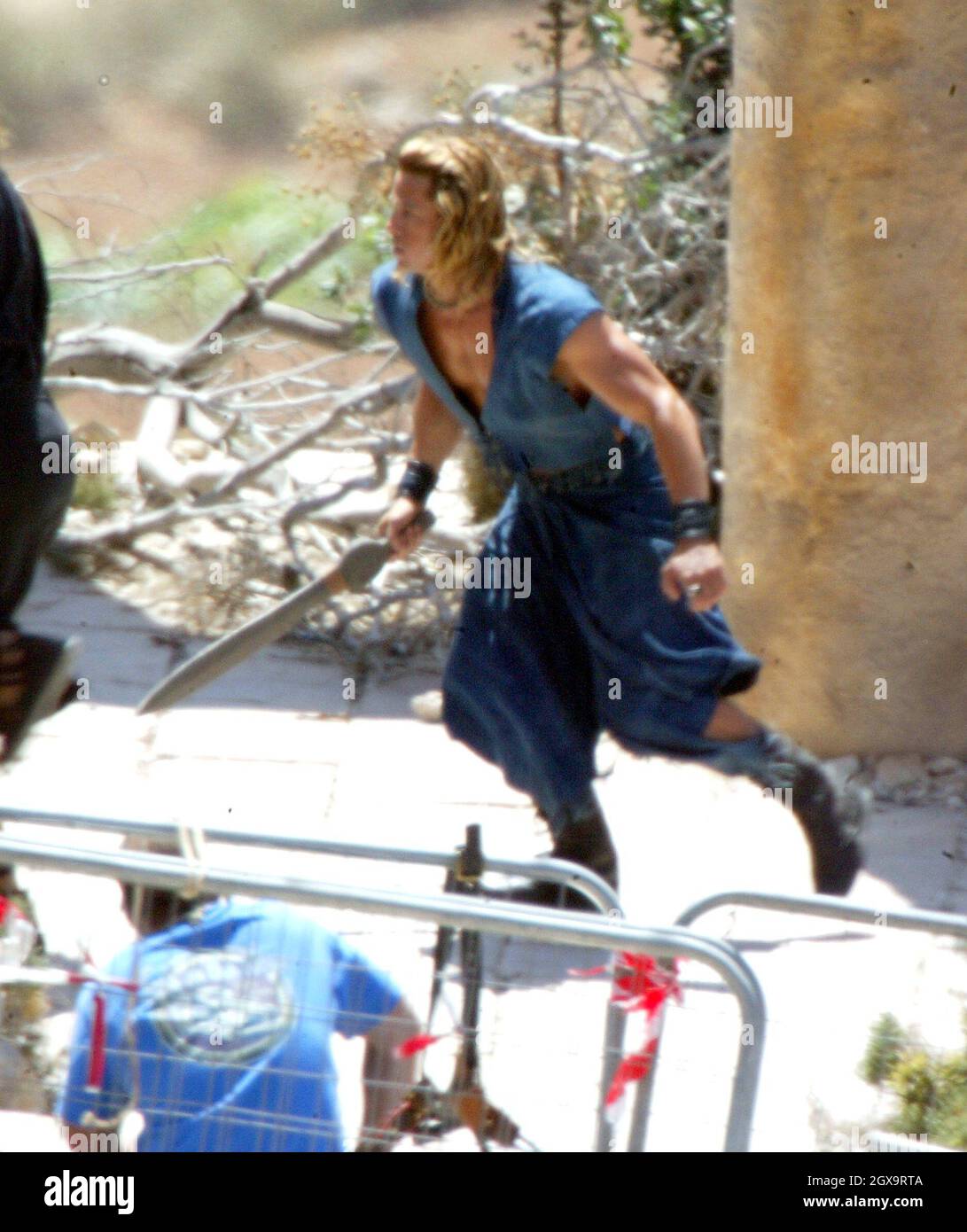 Brad Pitt on the set of Troy in Malta Stock Photo - Alamy