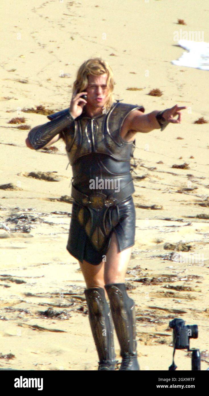 Brad Pitt on the set of Troy in Malta Stock Photo - Alamy