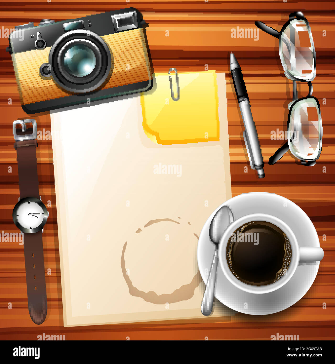 Cup coffee vintage camera Stock Vector Images - Alamy