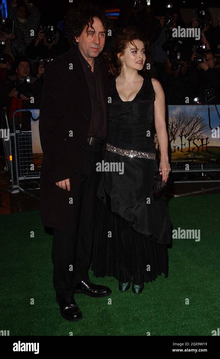 Tim Burton and Helena Bonham-Carter pictured attending the premiere of ...