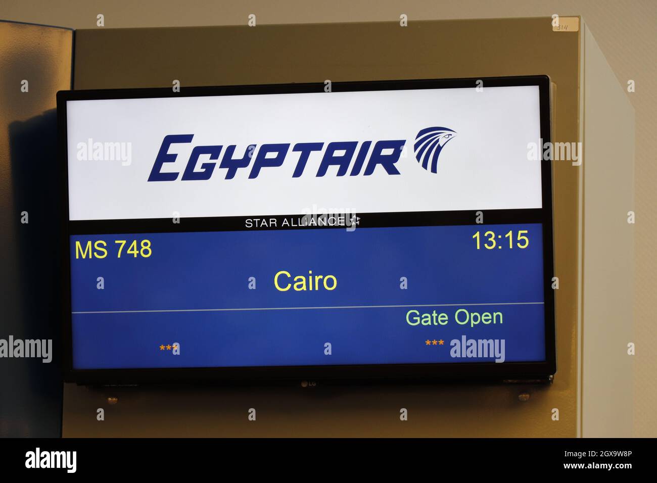 Egyptair flight display screen Stock Photo - Alamy