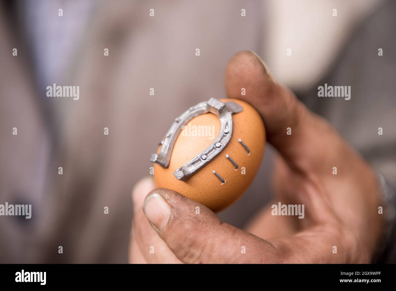 blacksmith traditional workshop A blacksmith worker showing forged iron ...