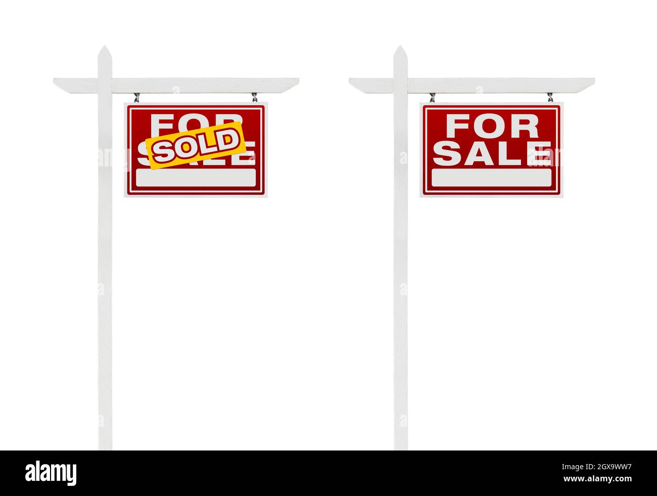 Two Right Facing Sold and For Sale Real Estate Signs With Clipping ...
