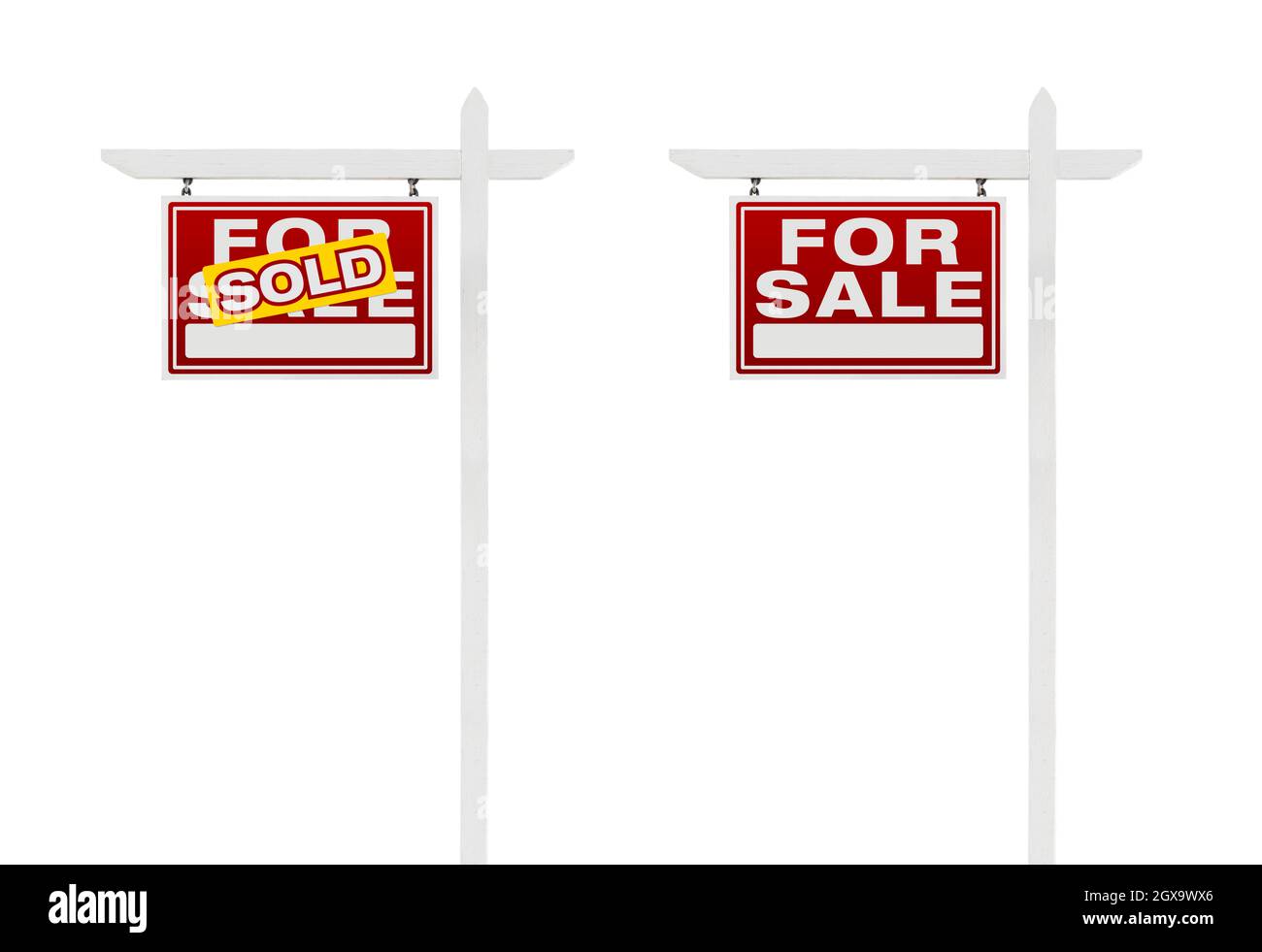Two Left Facing Sold and For Sale Real Estate Signs With Clipping Paths ...
