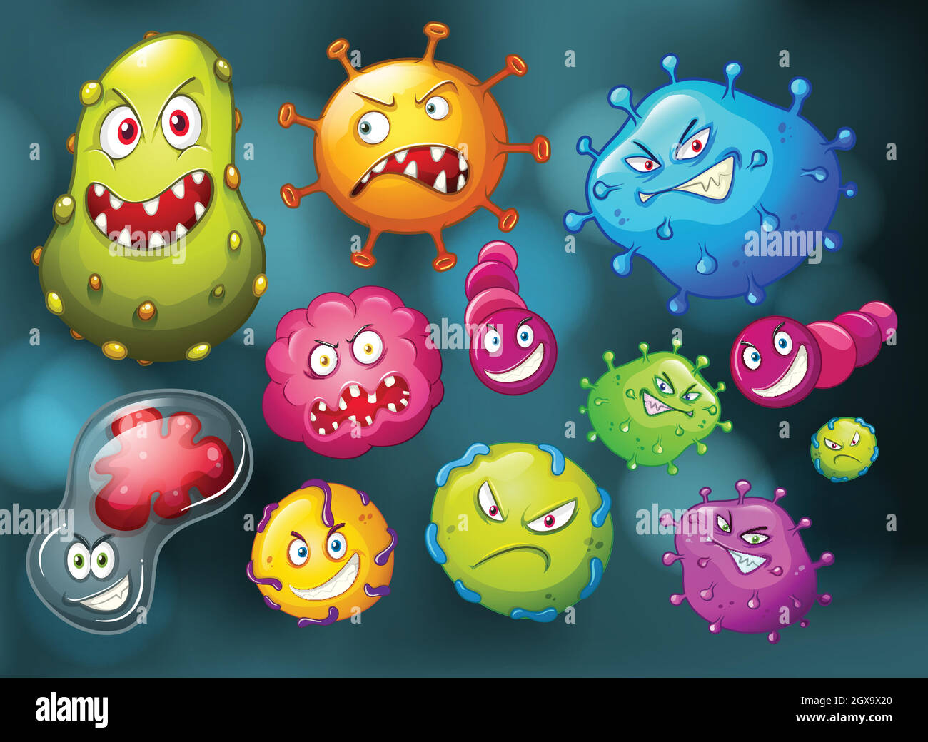 Germs with monster face Stock Vector Image & Art - Alamy