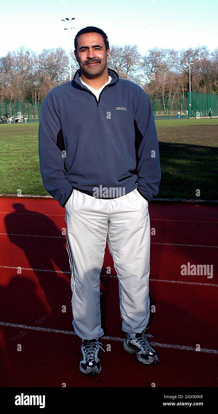 Daley Thompson at the London Marathon training session, Athletics Track ...