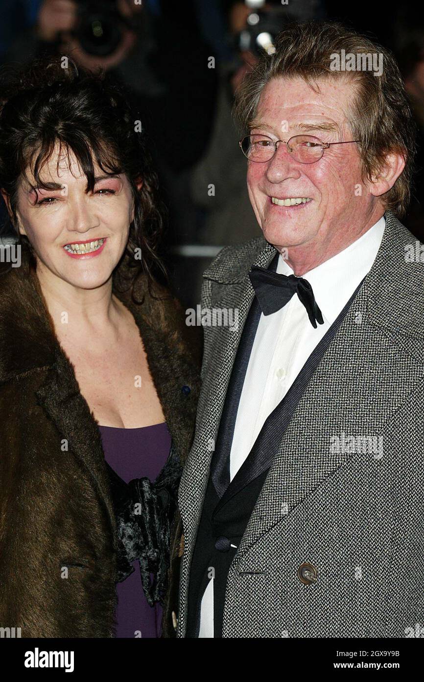 John Hurt and his wife at the Evening Standard Film Awards at the Savoy ...