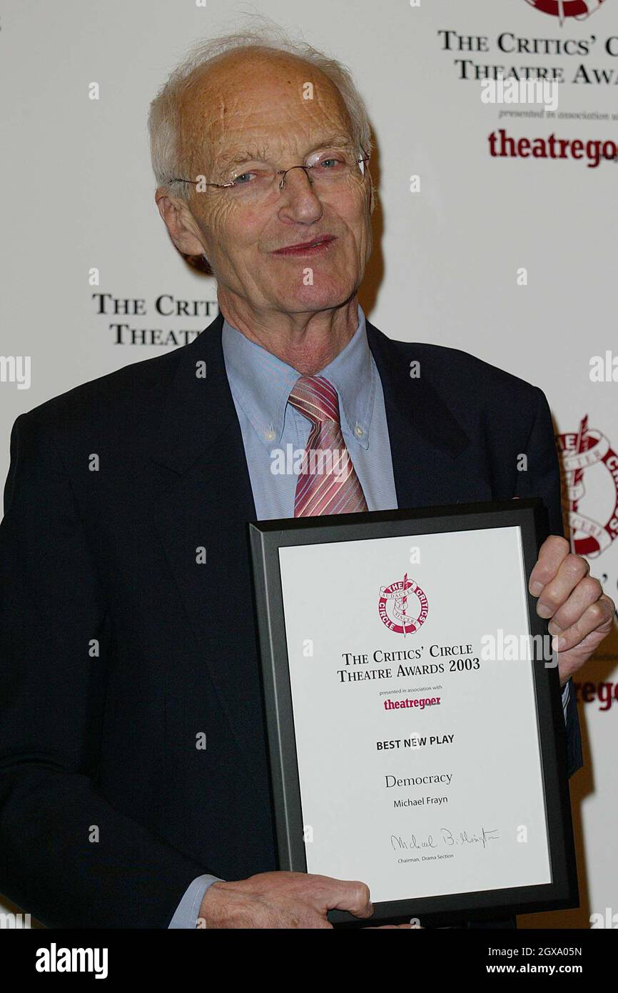 Michael Frayn at the Critics' Circle Theatre Awards 2003 Stock Photo ...