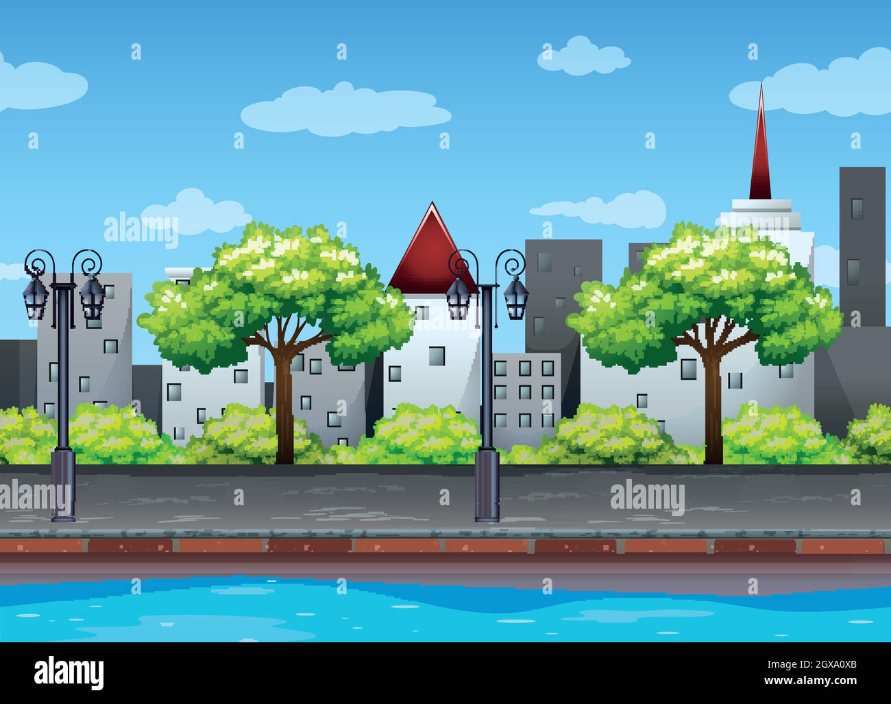 Buildings along canal Stock Vector Images - Alamy