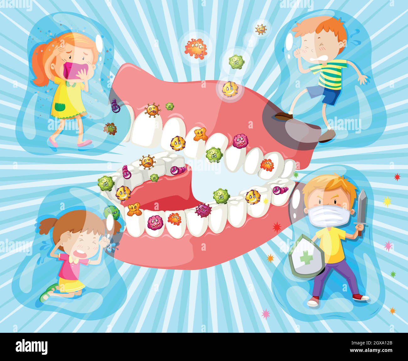 Children and bacteria in their mouth Stock Vector Image & Art - Alamy
