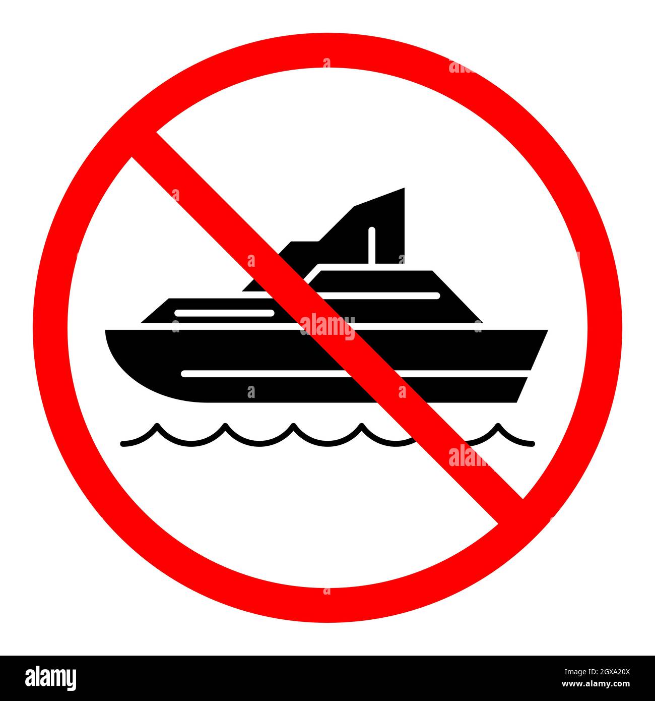 Ship ban icon. No ship sign. Ship is prohibited. Stop or ban red round ...