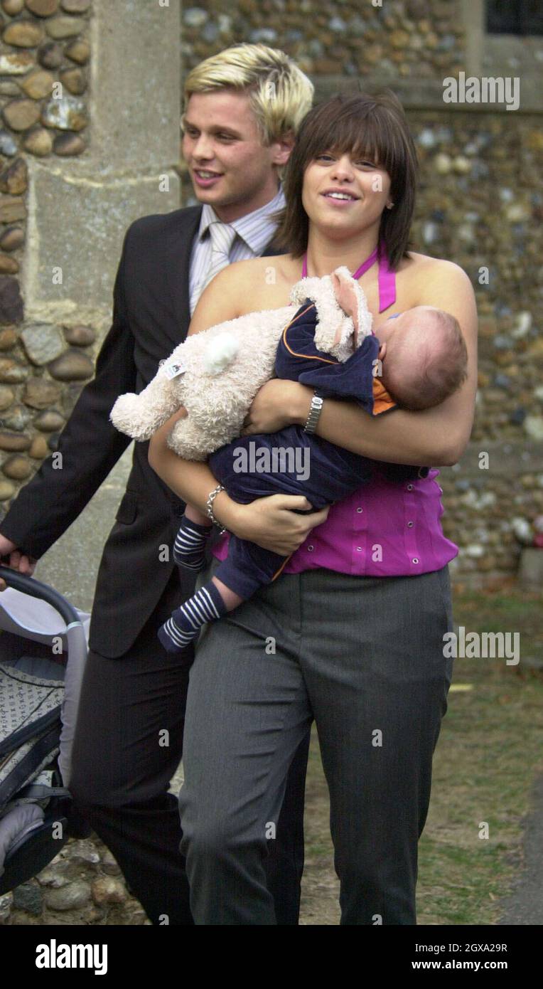 Jade goody back with partner Jeff Brazier attend the christening of ...