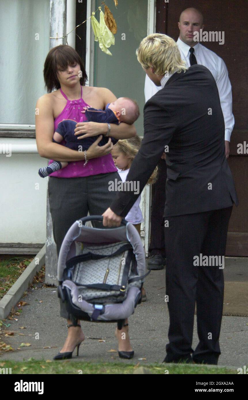 Jade goody back with partner Jeff Brazier attend the christening of ...