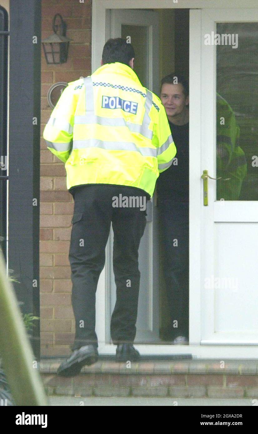 A police officer arrives at the home of Jack Ryder and Kym Marsh in St ...