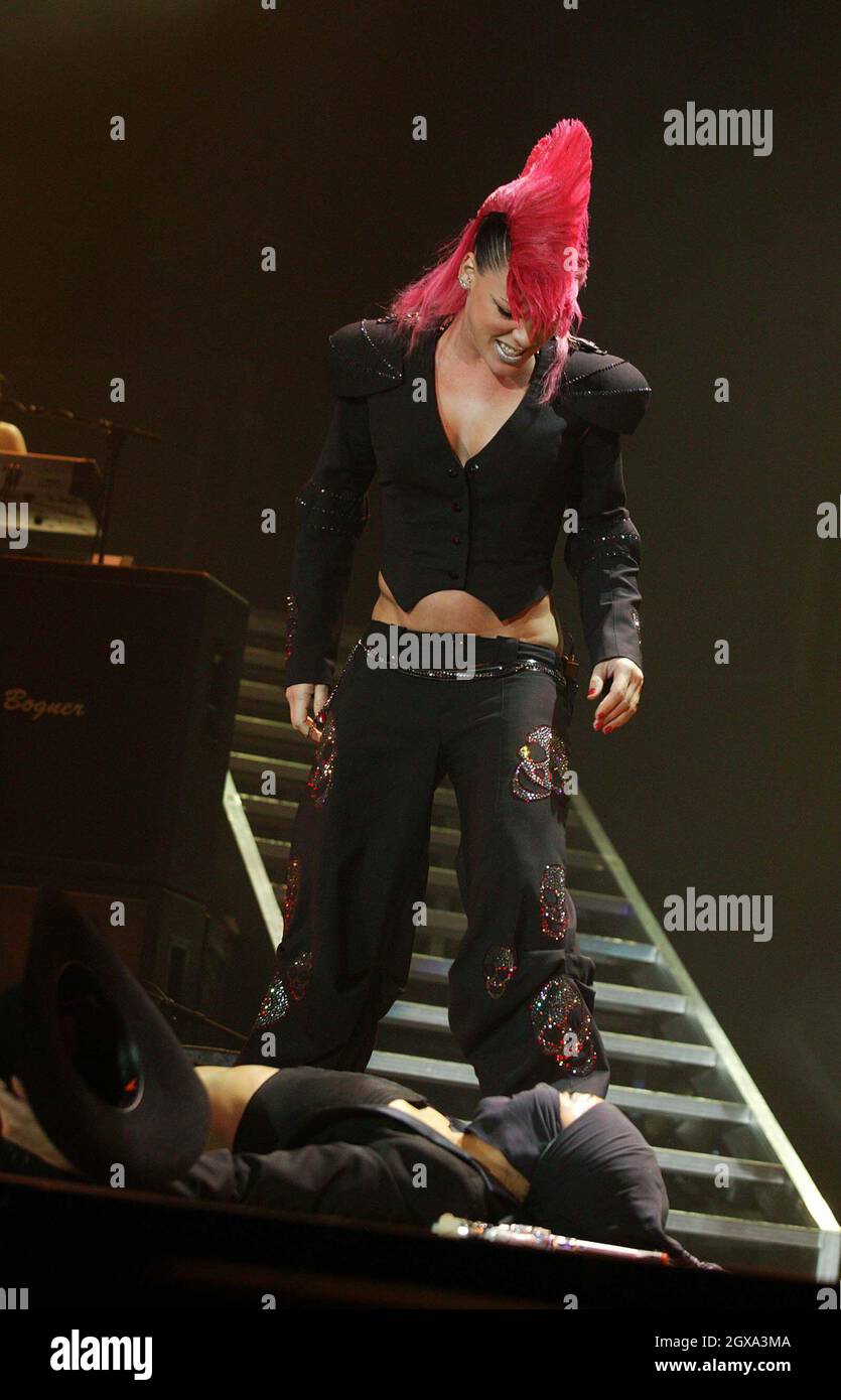 Pink performs live on stage at the Wembley Arena in London at the ...