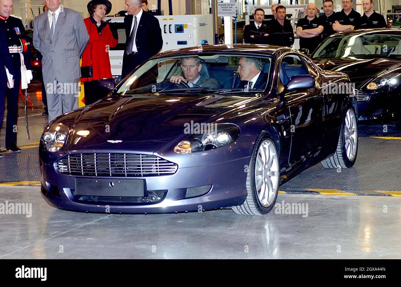 Prince Charles visits the Aston Martin factory at Gaydon Warwickshire ...