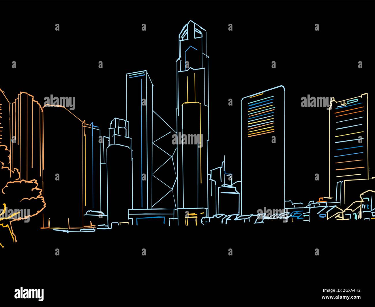 Singapore skyscraper commercial buildings Stock Vector Images - Alamy