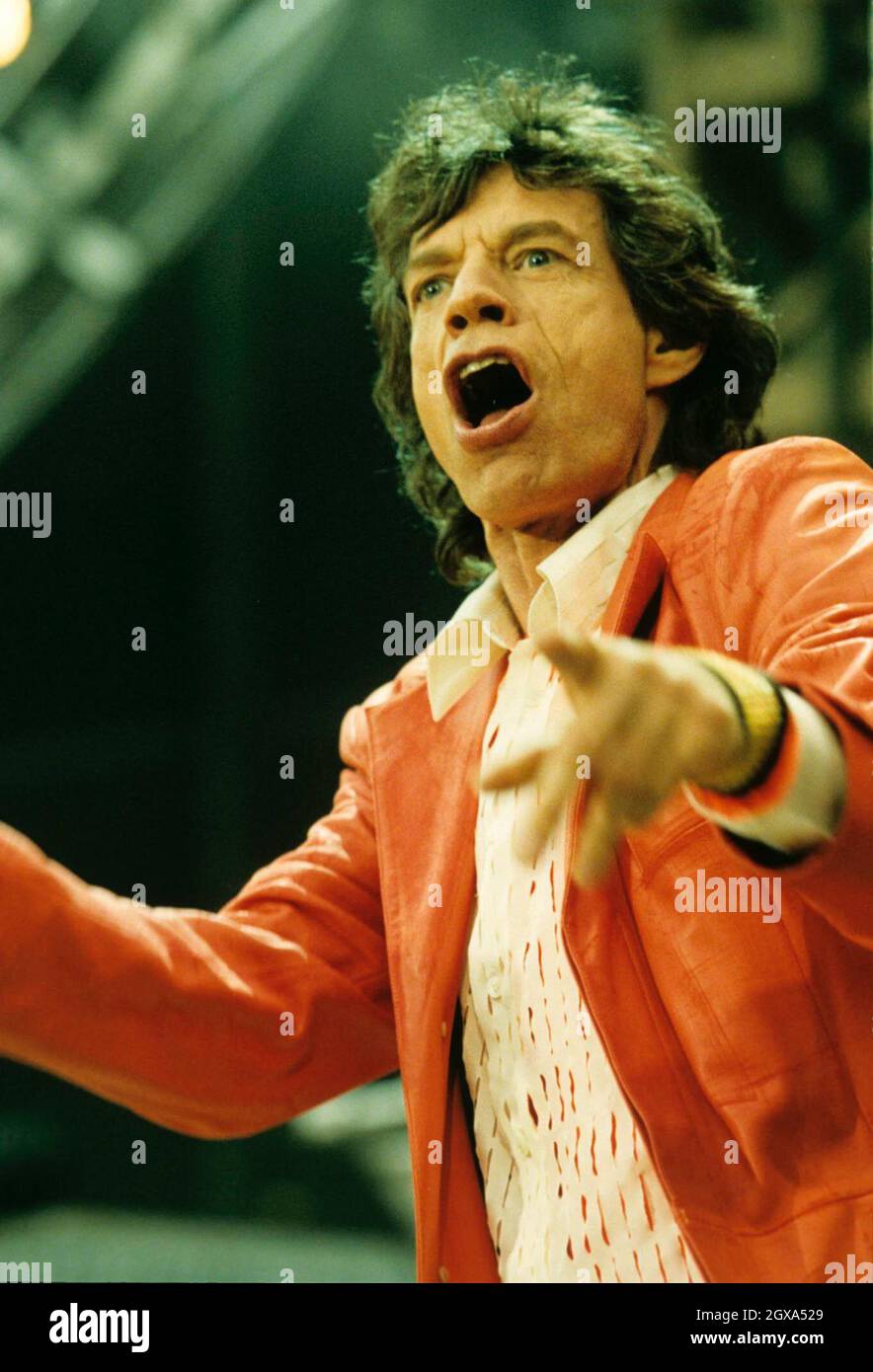 Mick Jagger from The Rolling Stones performing live at Wembley in ...