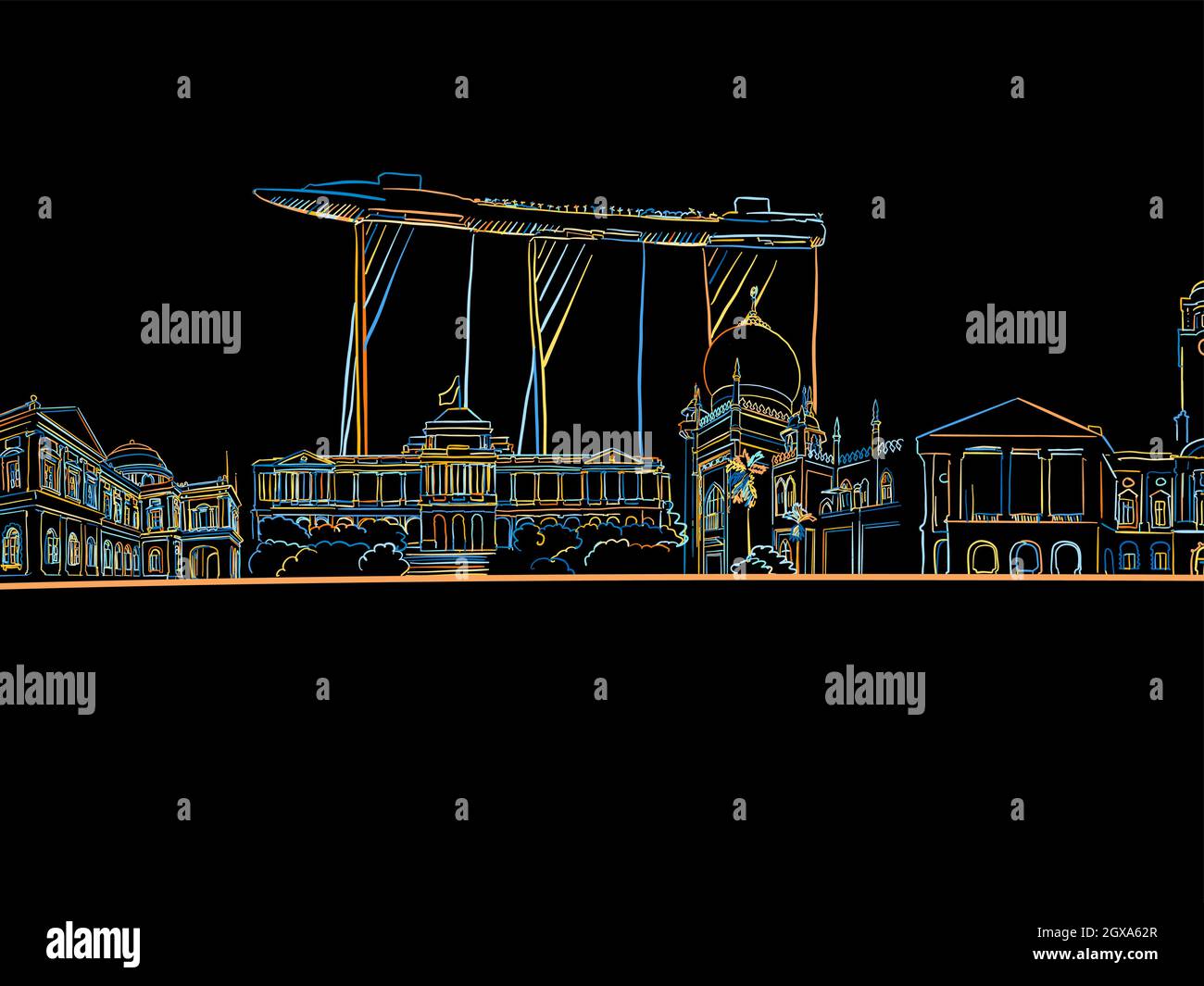 Singapore commercial buildings Stock Vector Images - Alamy