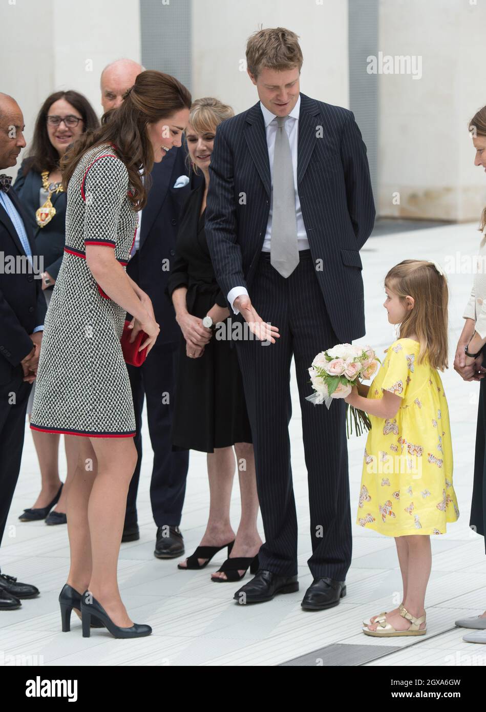 The Duchess of Cambridge receives a bouquet of flowers from Lydia Hunt ...