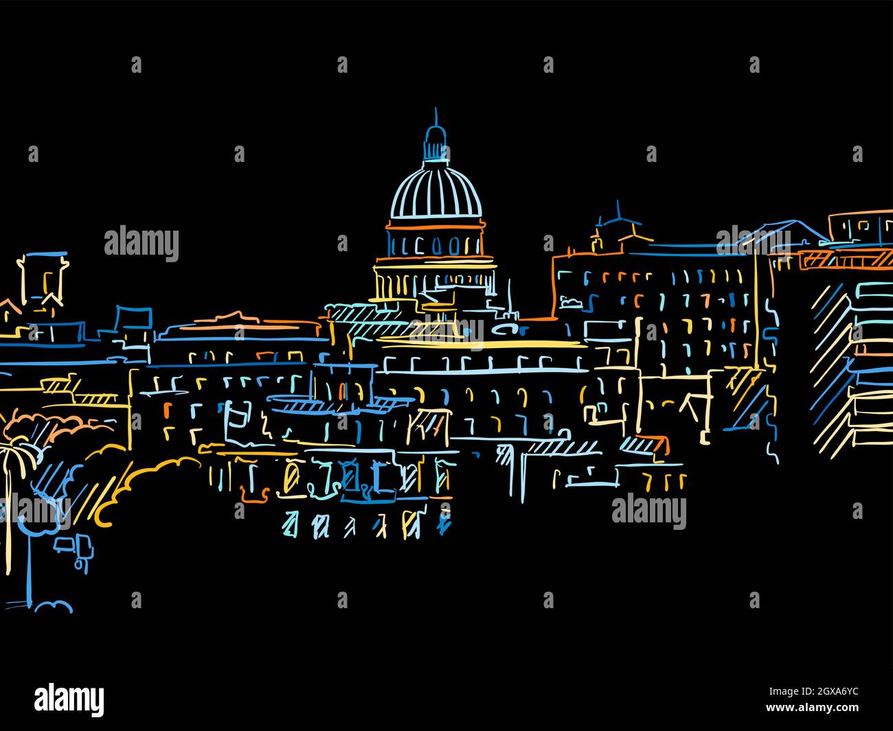 Colorful Havana Drawing on black. Well crafted vector sketch für ...
