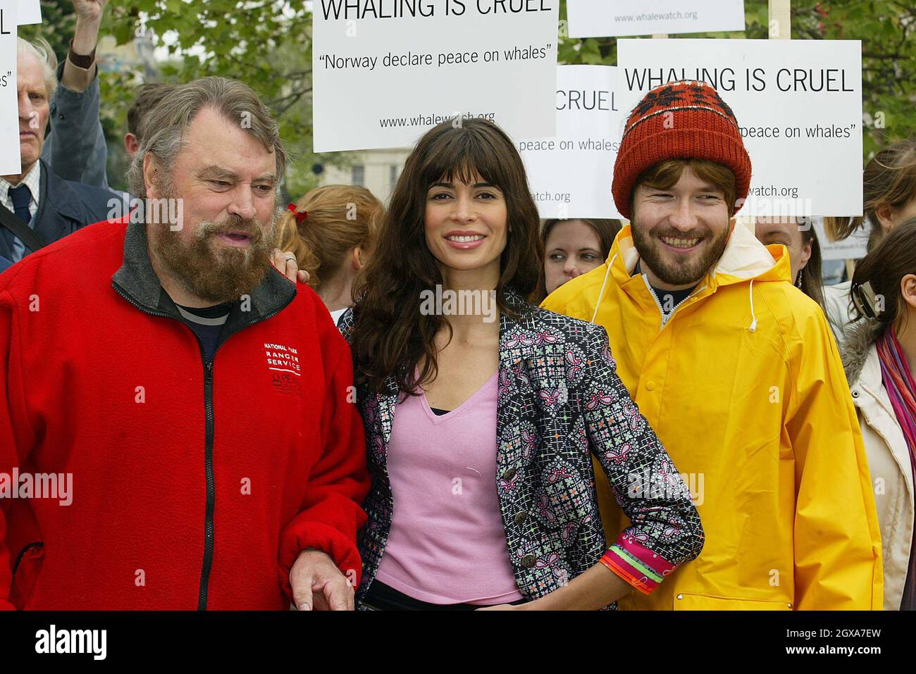 Lisa B and Brian Blessed pose beside lifesize replica harpoon mounted ...