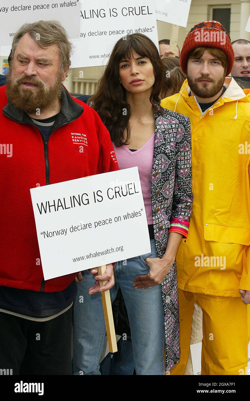 Lisa B and Brian Blessed pose beside lifesize replica harpoon mounted ...