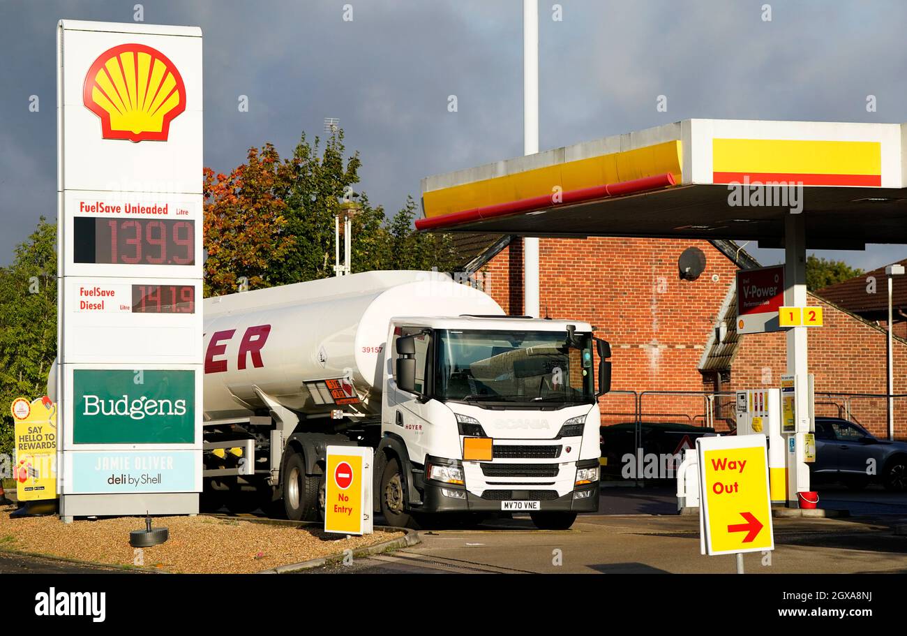 A Hoyer tanker makes a delivery at a Shell petrol station in ...