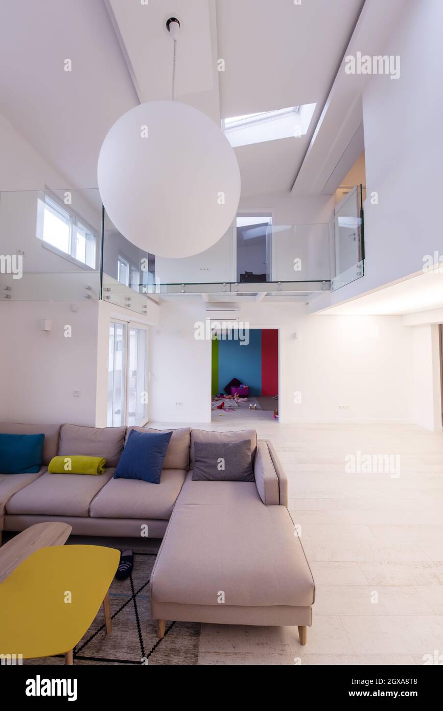 interior of a luxury stylish modern open space design two level ...