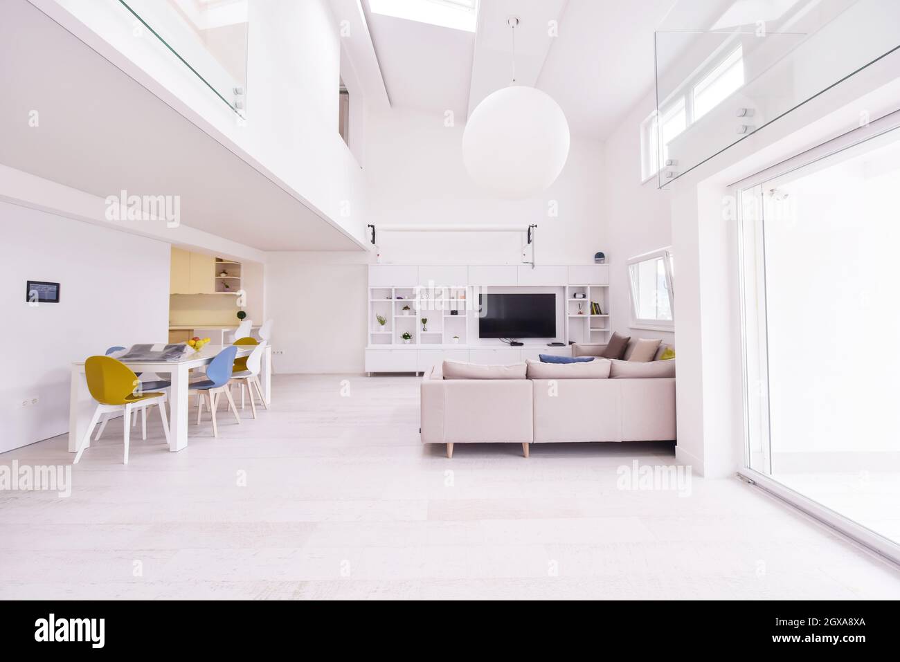 interior of a luxury stylish modern open space design two level ...