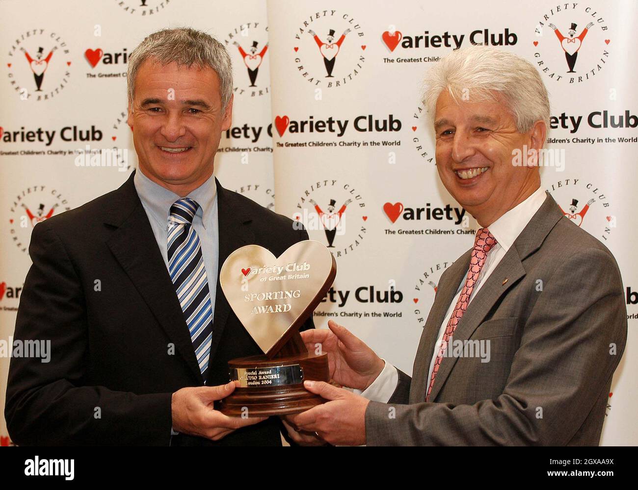 Claudio Ranieri with presenter Gary Newbon at the Variety Clubs ...