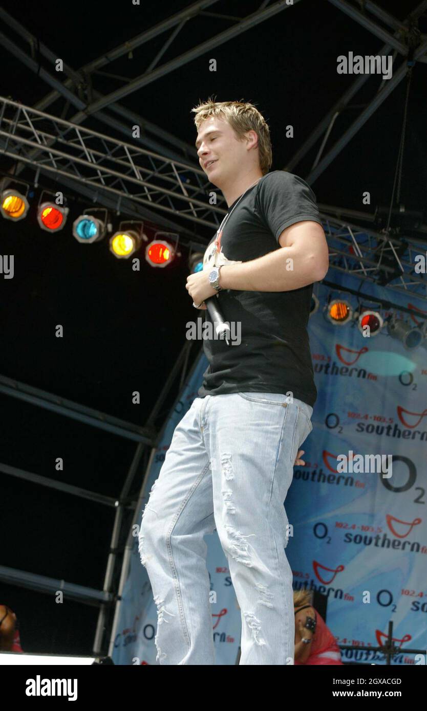 Lee Ryan from Blue pictured at the Southern FM's Party in the Park 2004 ...