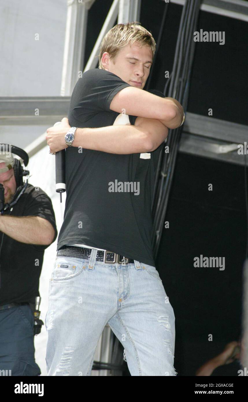 Lee Ryan from Blue pictured at the Southern FM's Party in the Park 2004. The event took place in ...