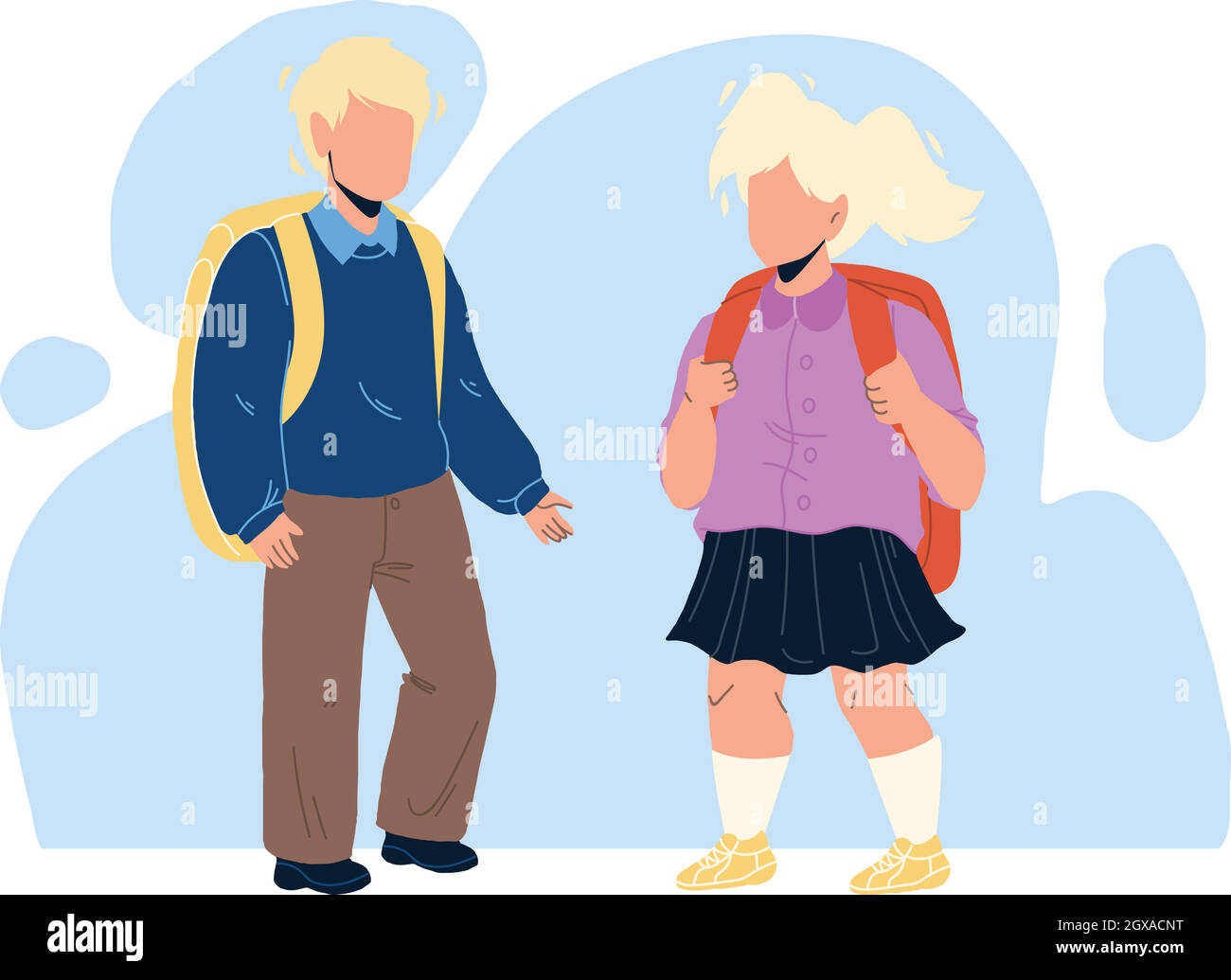 Pupils Kids With Backpack Staying Together Vector Stock Vector Image ...
