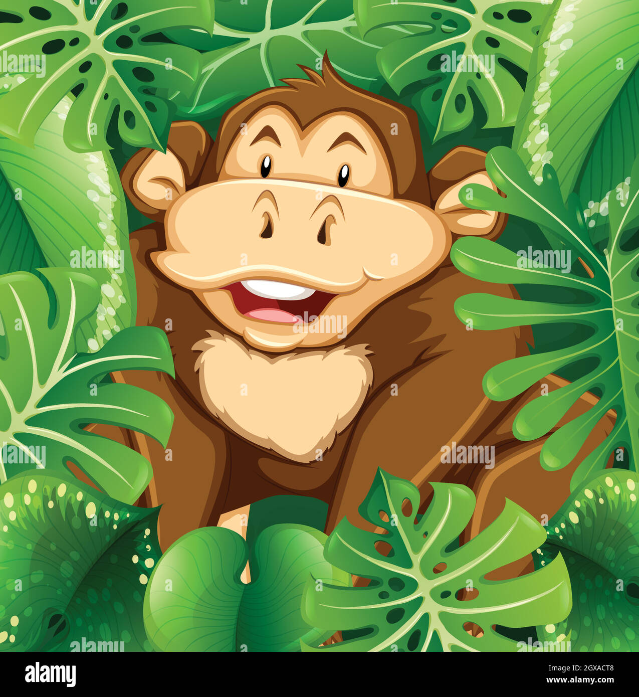 Wild monkey in the bush Stock Vector Image & Art - Alamy