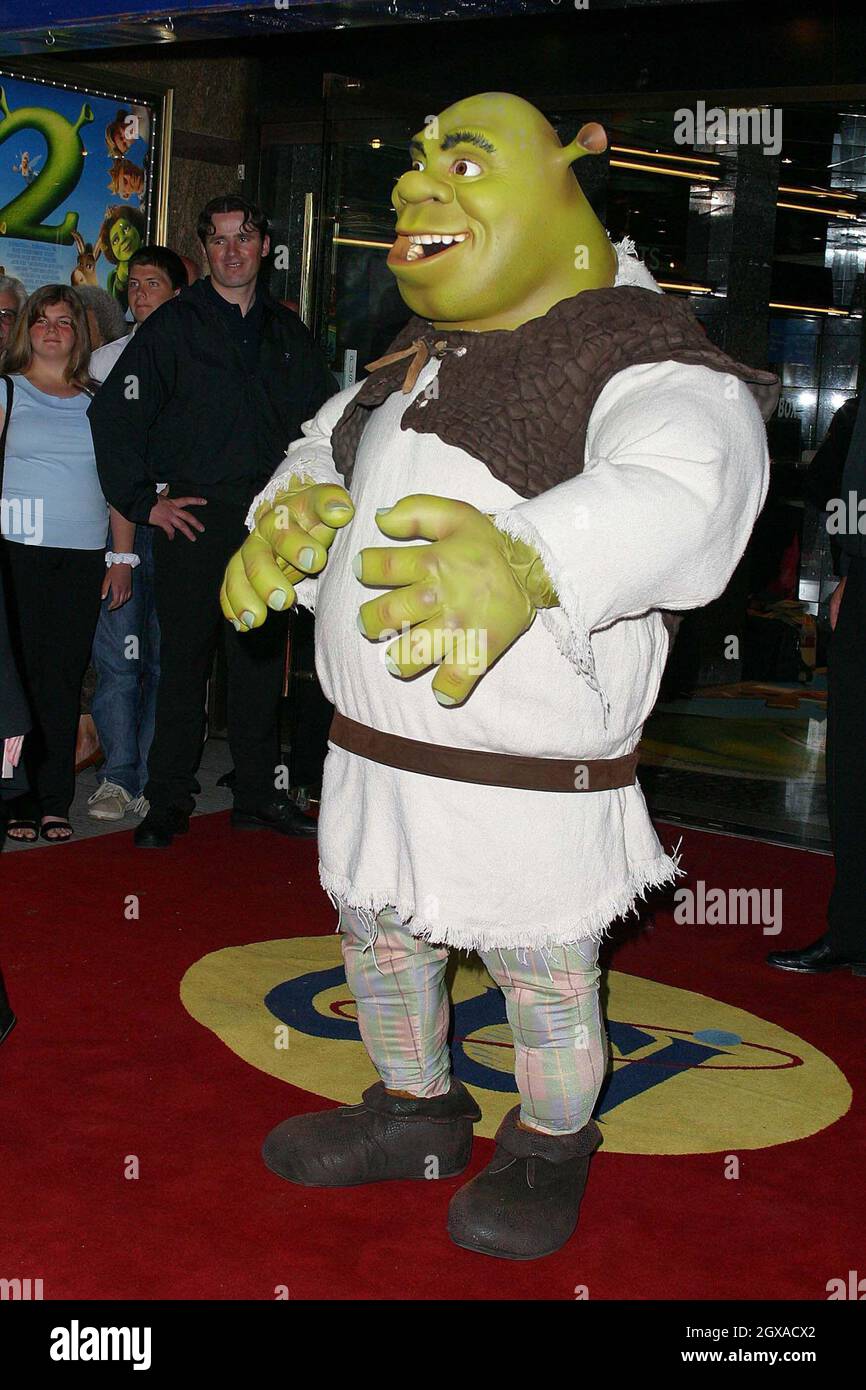 A model Shrek at the UK film premiere of Shrek 2 in Leicester Square ...
