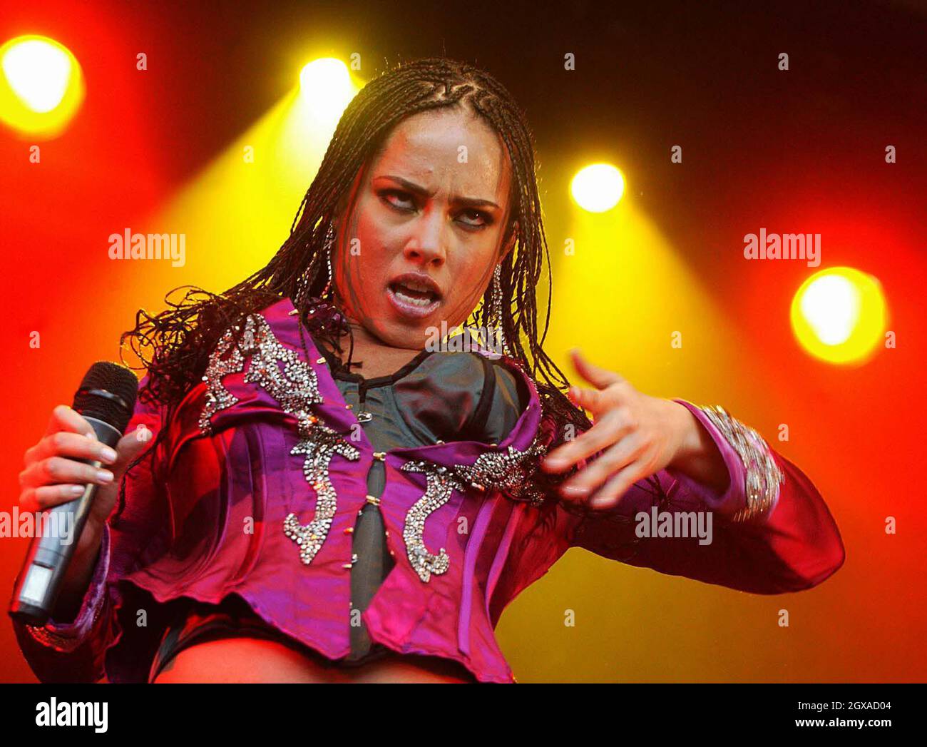 US R&B singer Alicia Keys performs at a free concert in London in the ...