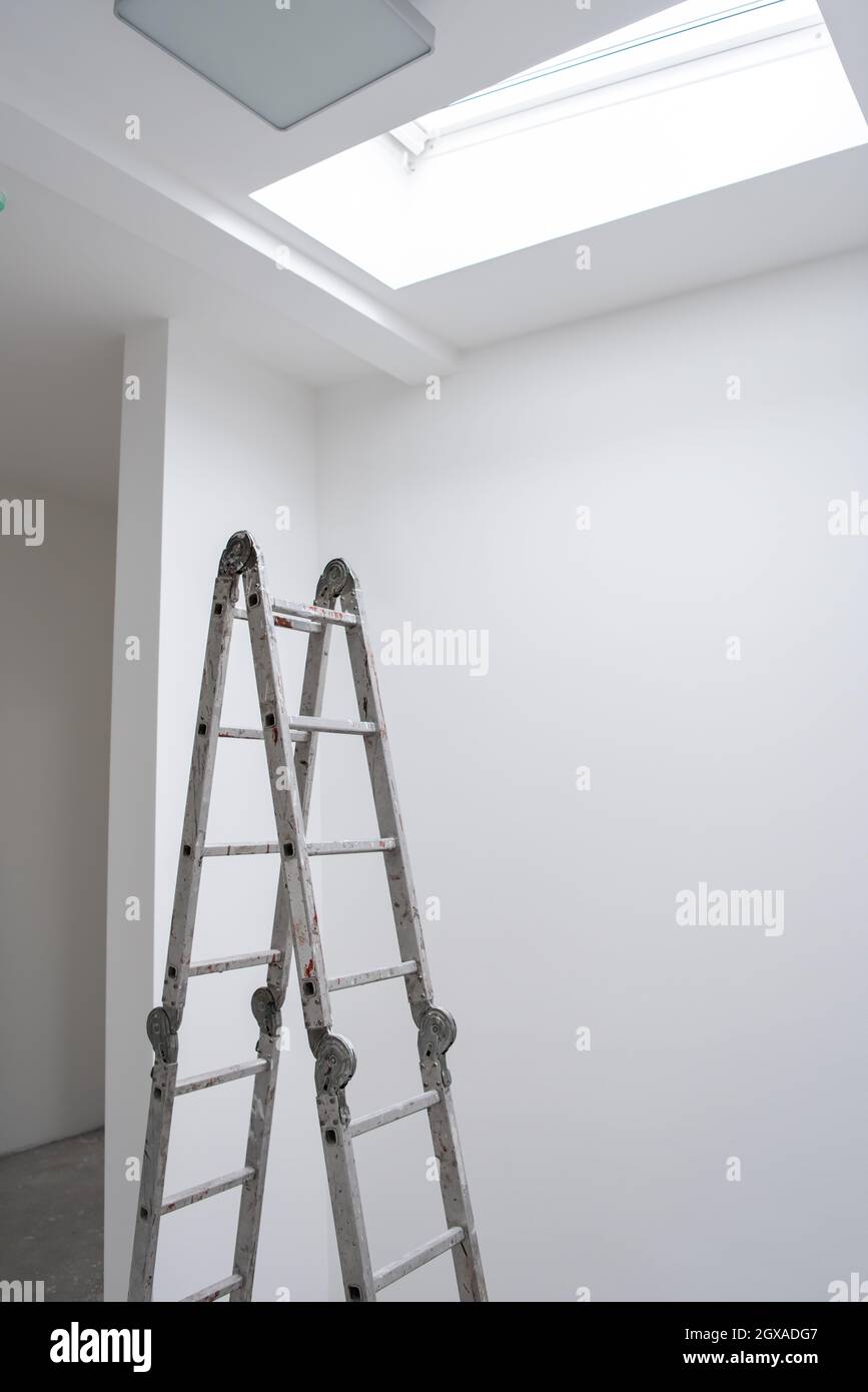 ladder in Interior of apartment during construction, remodeling ...