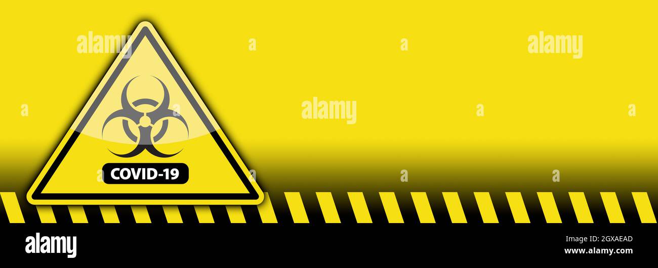 Yellow Coronavirus COVID-19 Bio-hazard Warning Sign Banner Stock Photo ...