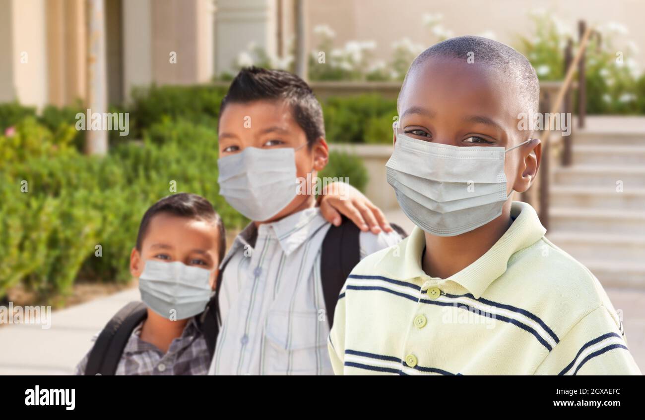 Young Students on School Campus Wearing Medical Face Mask During ...