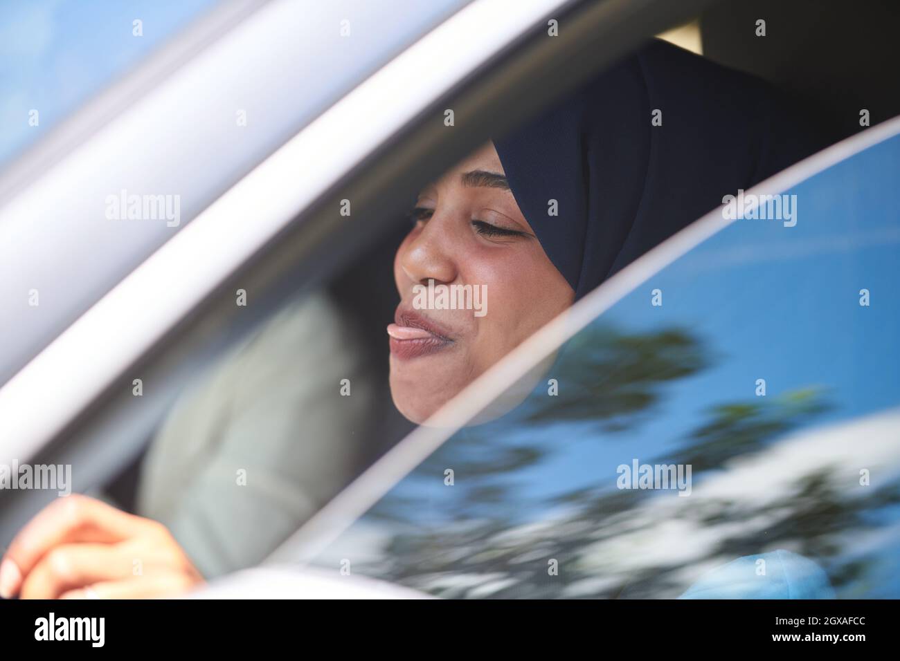 Black African Middle Eastern Woman Traveling By Luxury Car Stock Photo ...