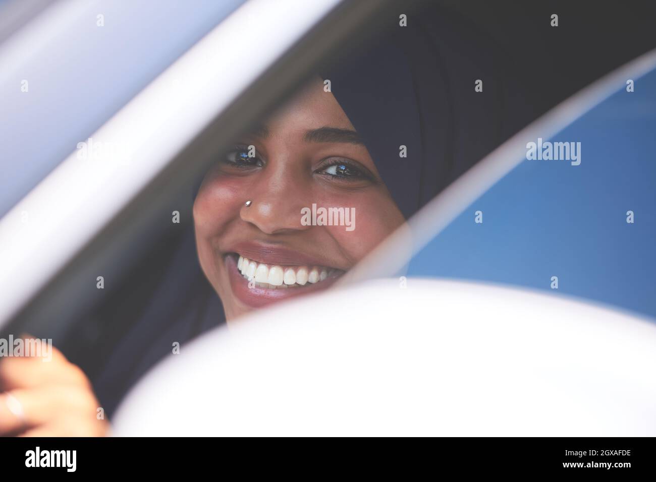 Black African Middle Eastern Woman Traveling By Luxury Car Stock Photo ...