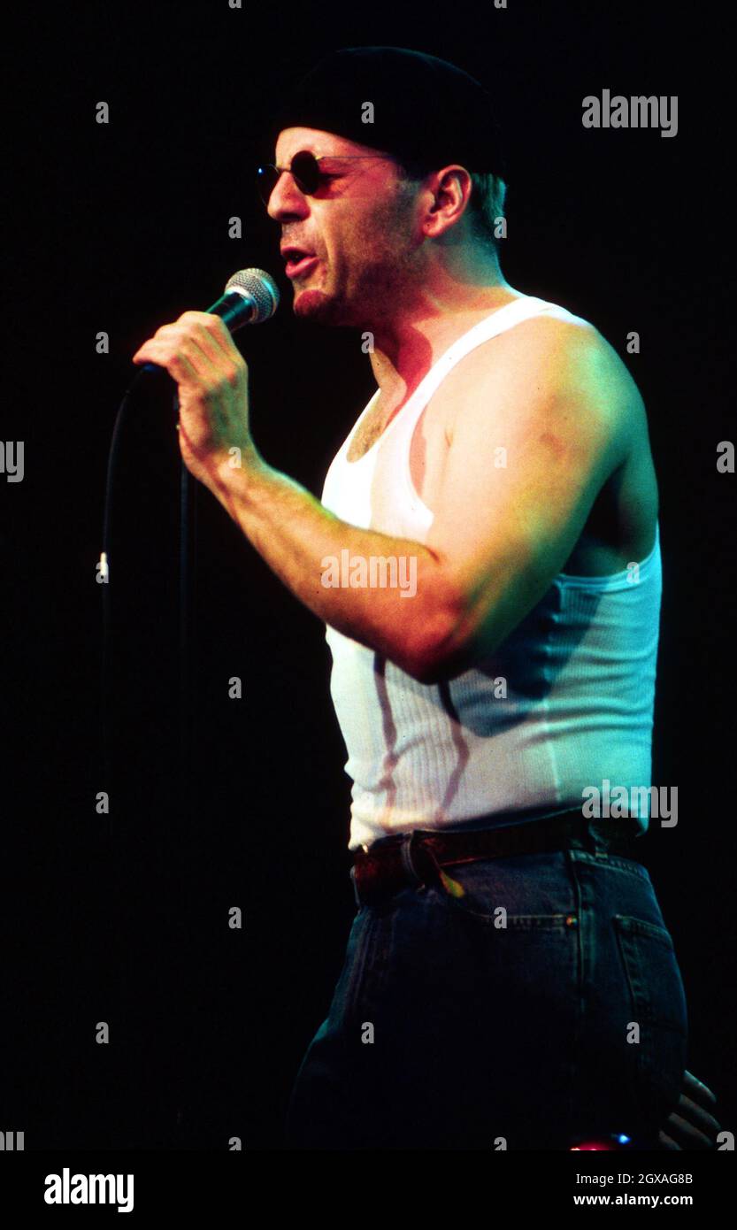 Bruce Willis performing a concert with his band The Accelerators at the ...