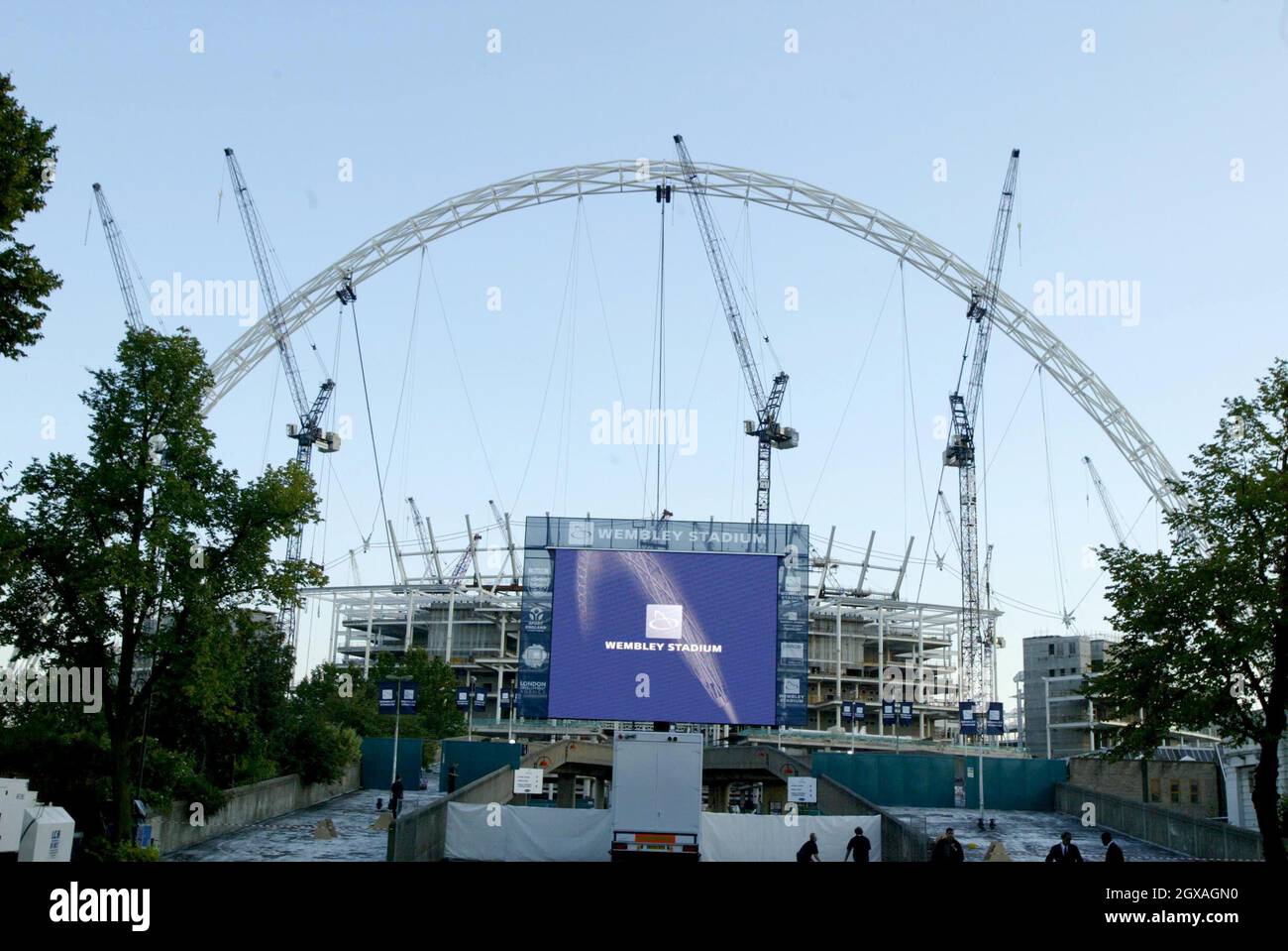 Wembley Stadium on the day of the Topping Out ceremoy , which ...
