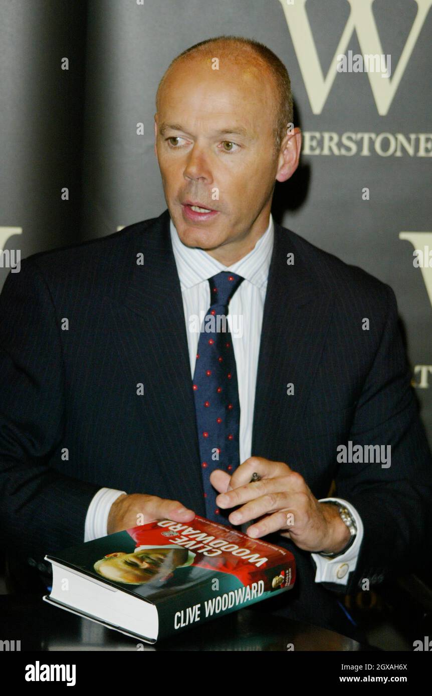 Clive Woodward, the England Rugby Coach, signed copies of his book ...