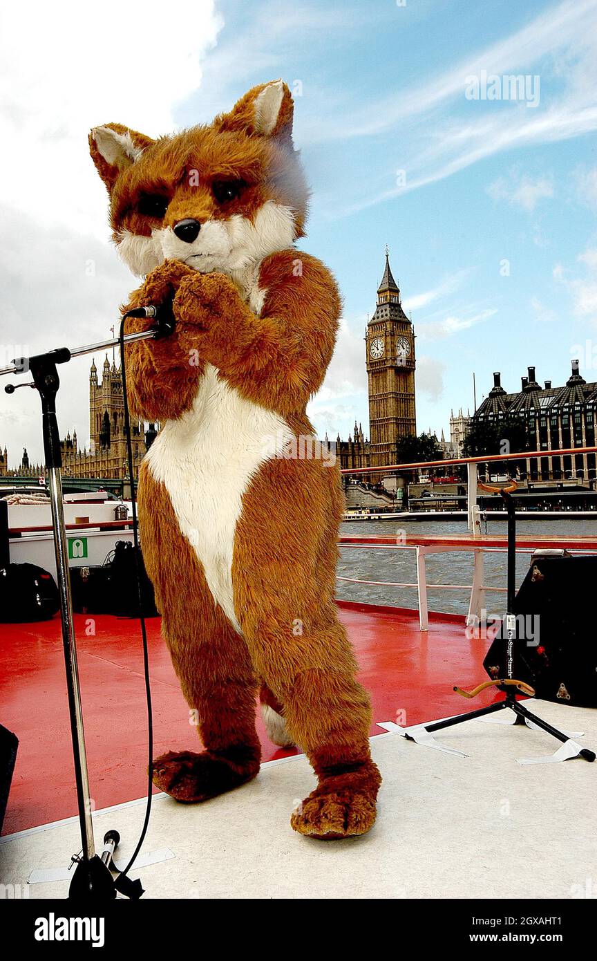 A giant fox, hare and stag floated down the river, past Parliament on a ...