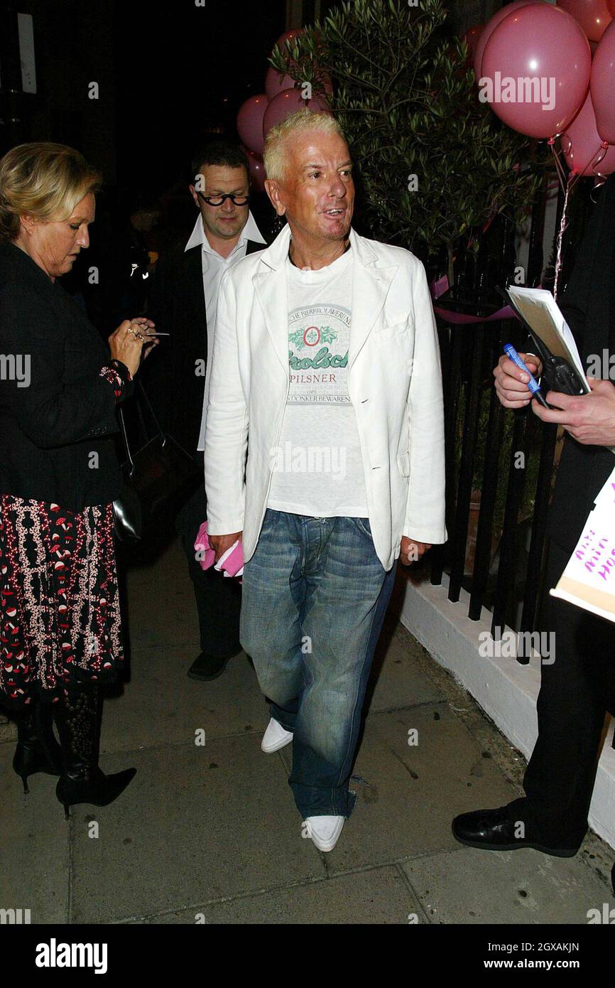 Nicky haslam arrives at his party at the Carpacio restaurant Stock ...