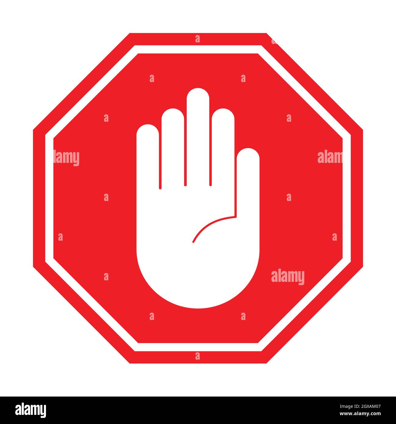 red stop sing icon vector roadsign with hand symbol for graphic design ...